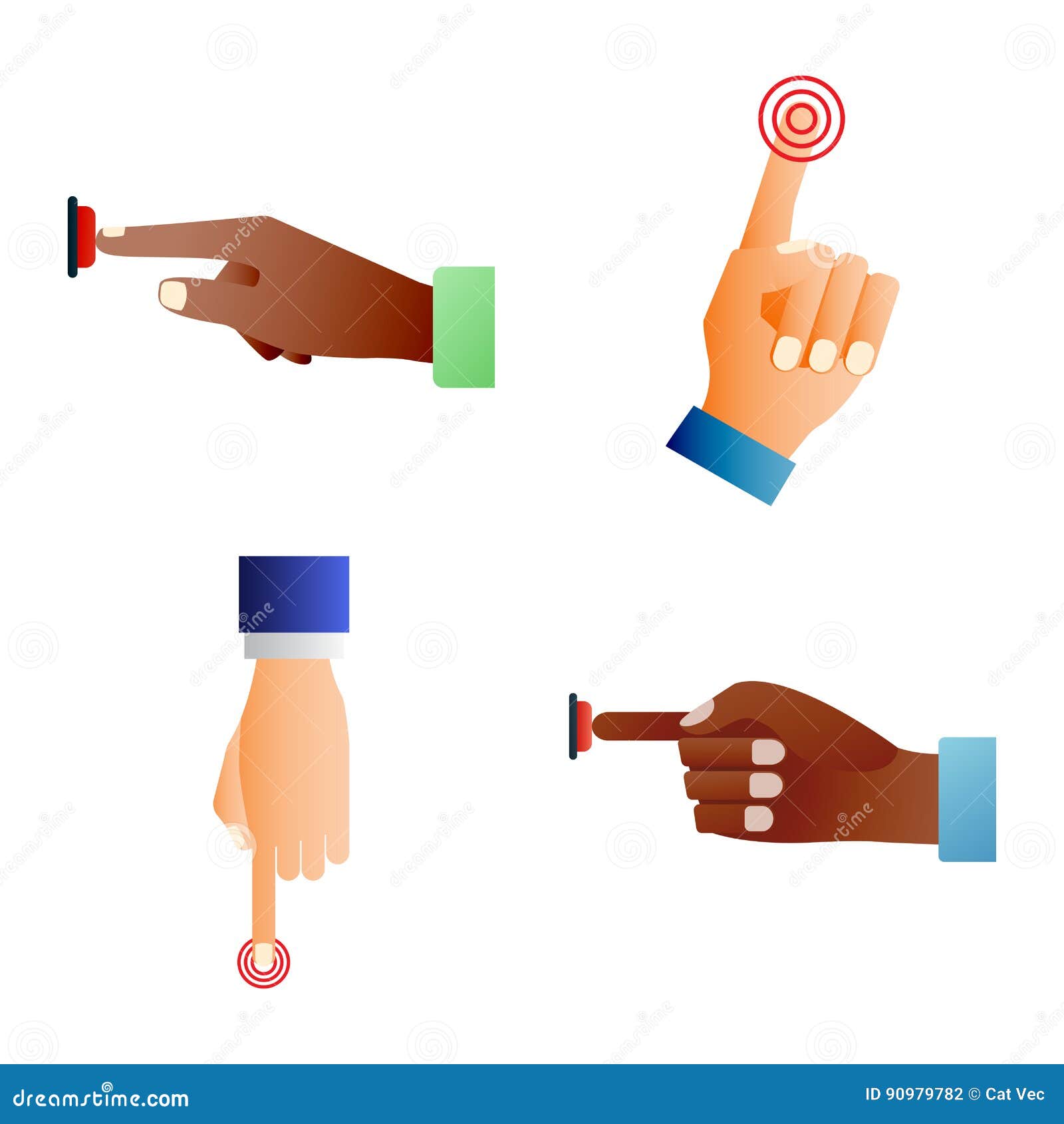 Hand Press Red Button Finger Press Control Push Pointer Gesture Human ...