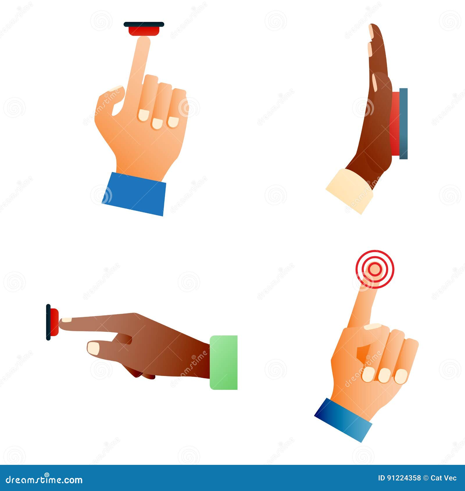 Hand Press Red Button Finger Press Control Push Pointer Gesture Human ...