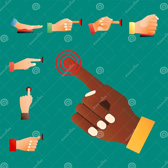 Hand Press Red Button Finger Press Control Push Pointer Gesture Human ...