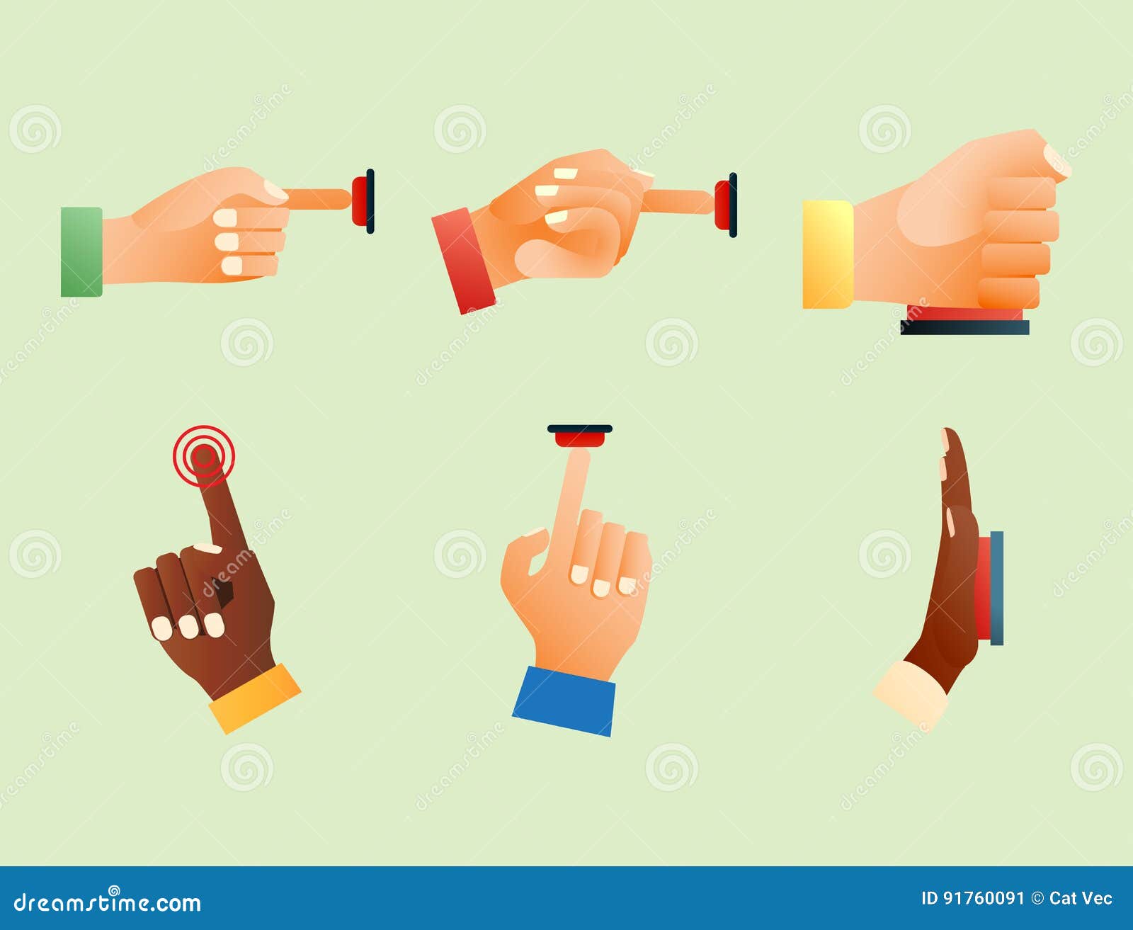 Hand Press Red Button Finger Press Control Push Pointer Gesture Human ...