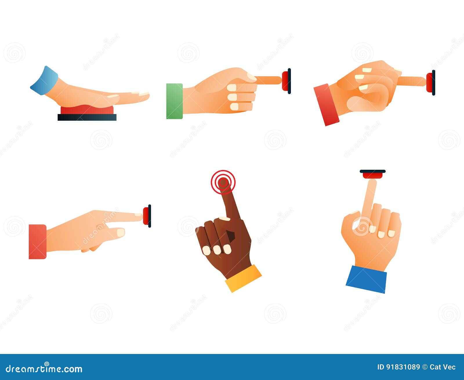 Hand Press Red Button Finger Press Control Push Pointer Gesture Human ...
