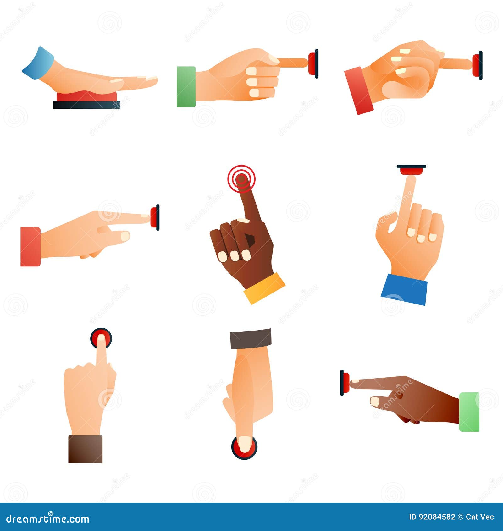 Hand Press Red Button Finger Press Control Push Pointer Gesture Human ...