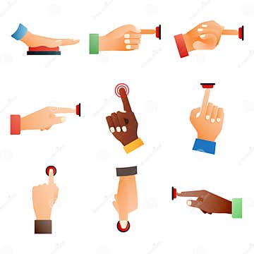 Hand Press Red Button Finger Press Control Push Pointer Gesture Human ...