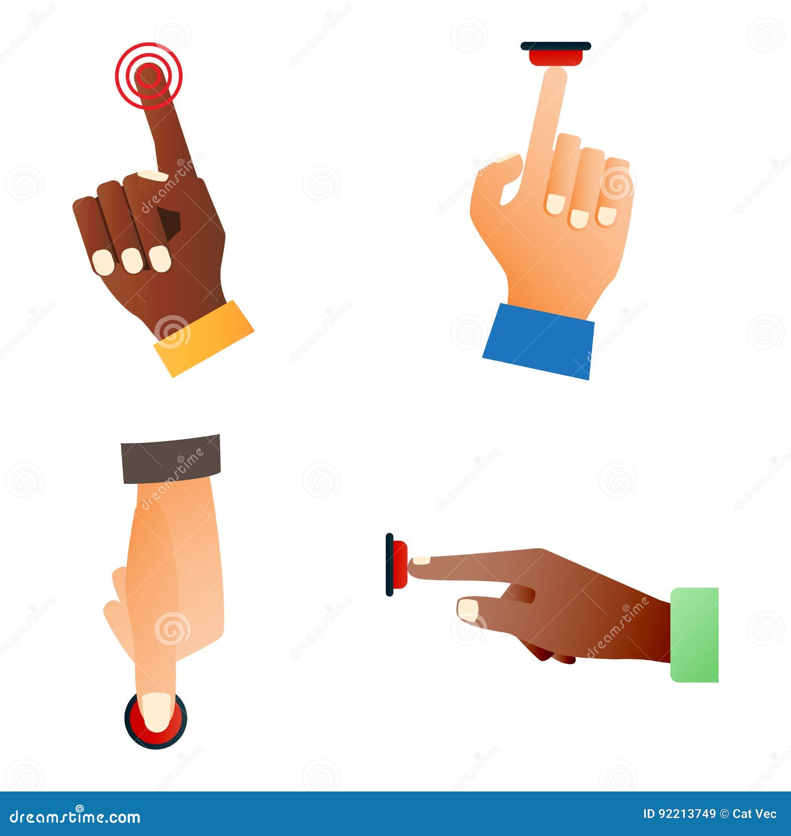 Hand Press Red Button Finger Press Control Push Pointer Gesture Human ...