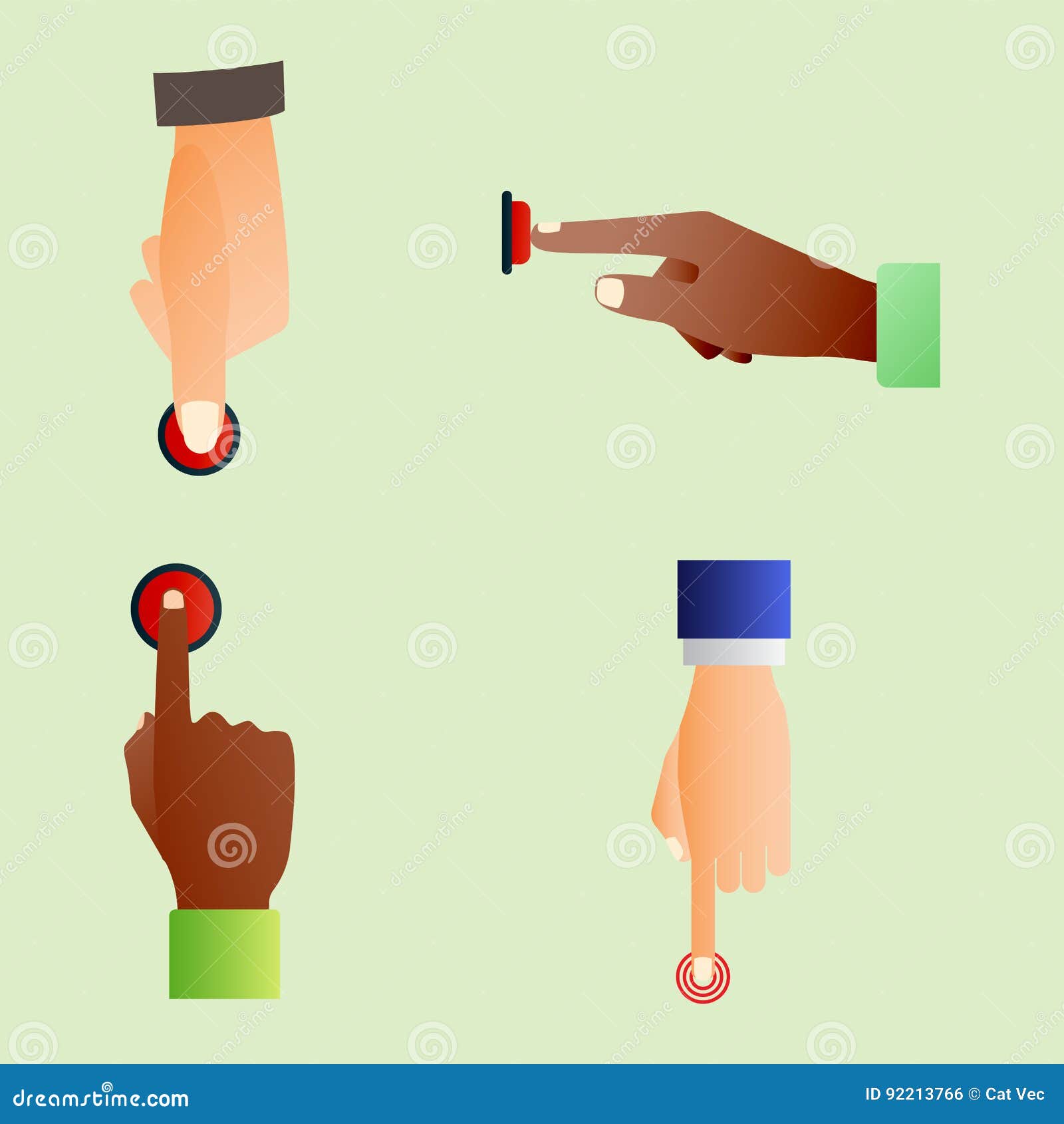 Hand Press Red Button Finger Press Control Push Pointer Gesture Human ...