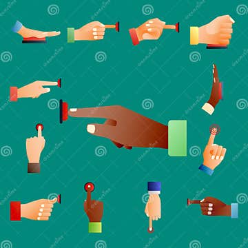 Hand Press Red Button Finger Press Control Push Pointer Gesture Human ...