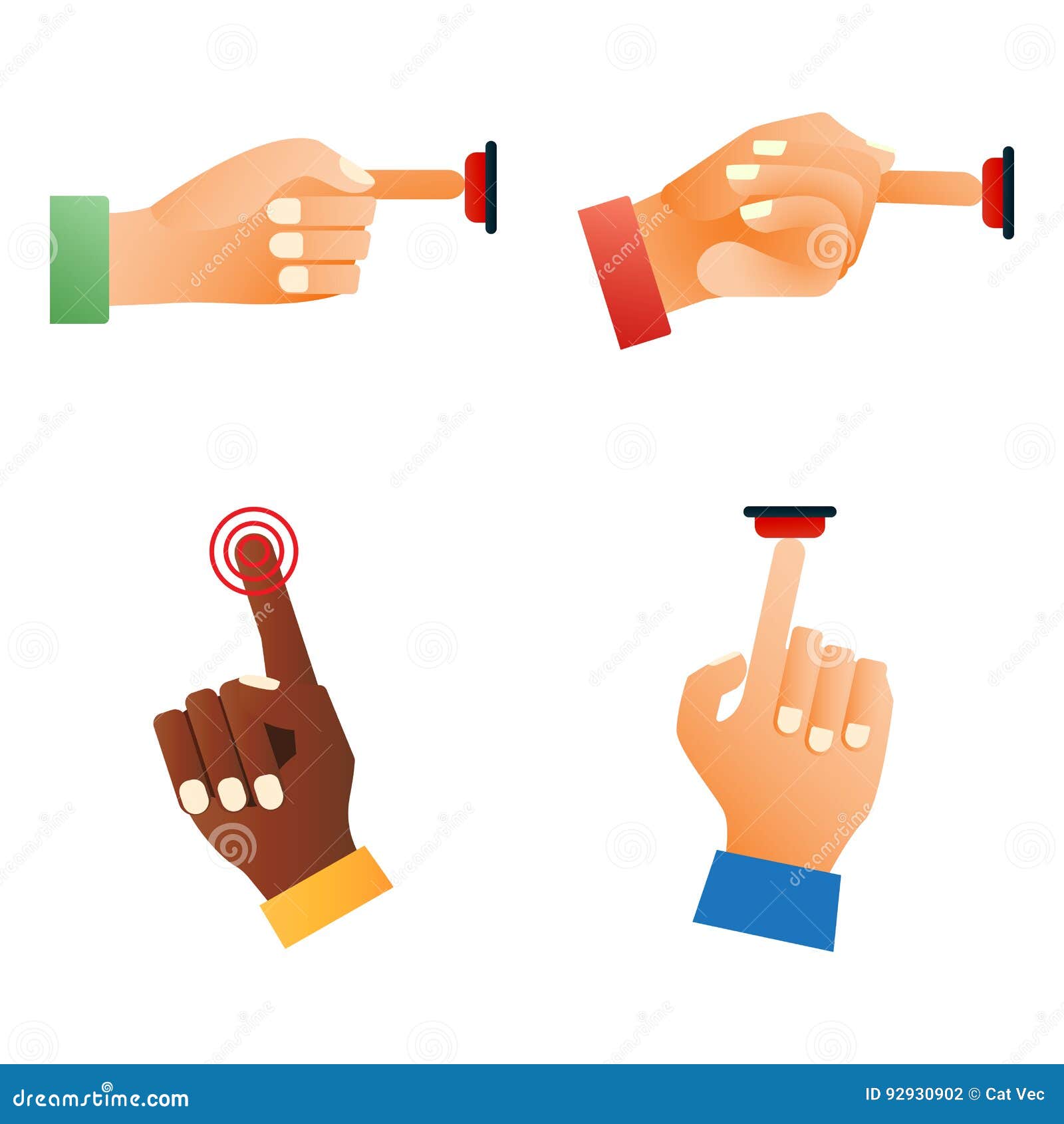 Hand Press Red Button Finger Press Control Push Pointer Gesture Human ...