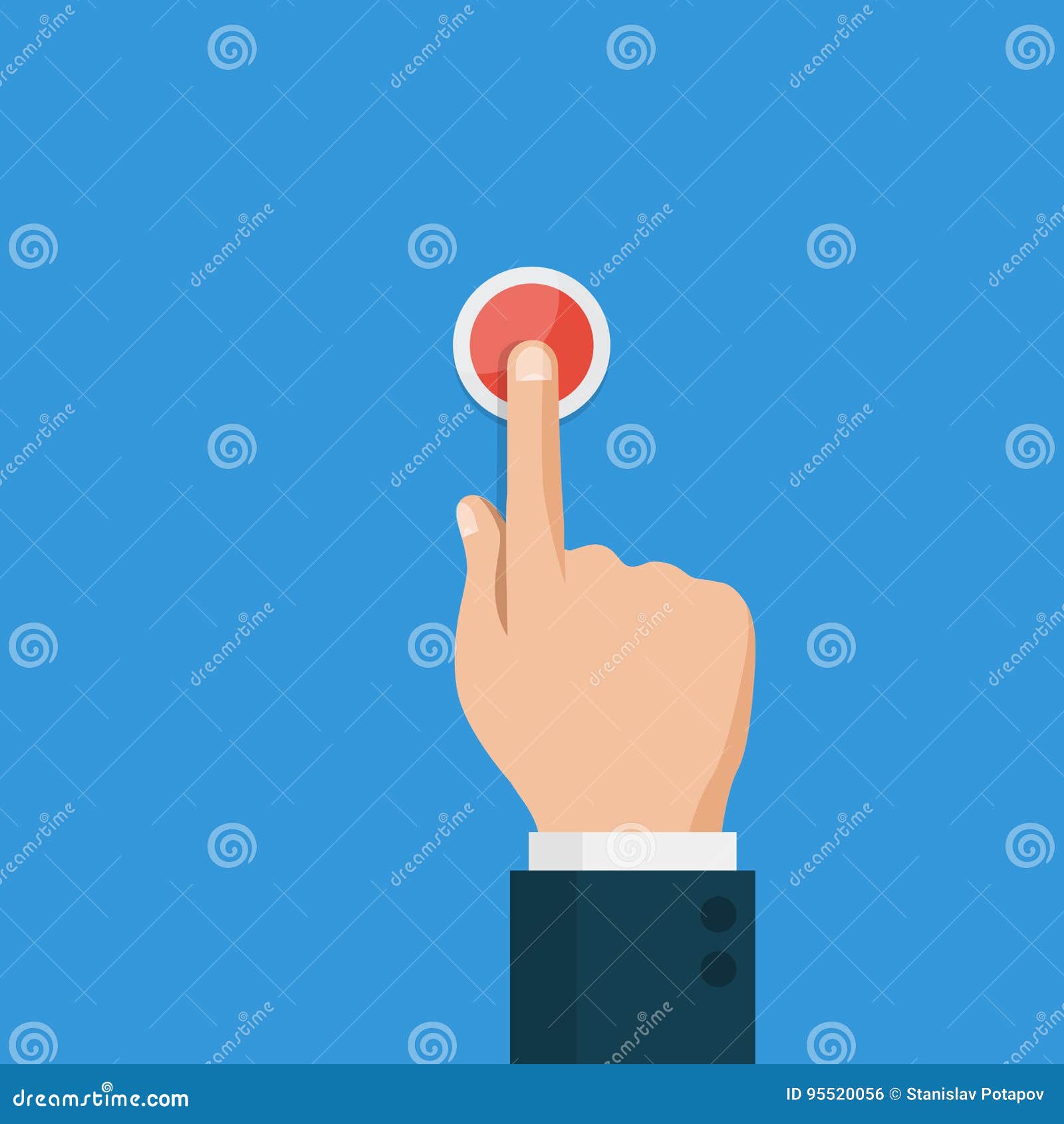 Hand Press Red Button,top View Stock Vector - Illustration of internet ...