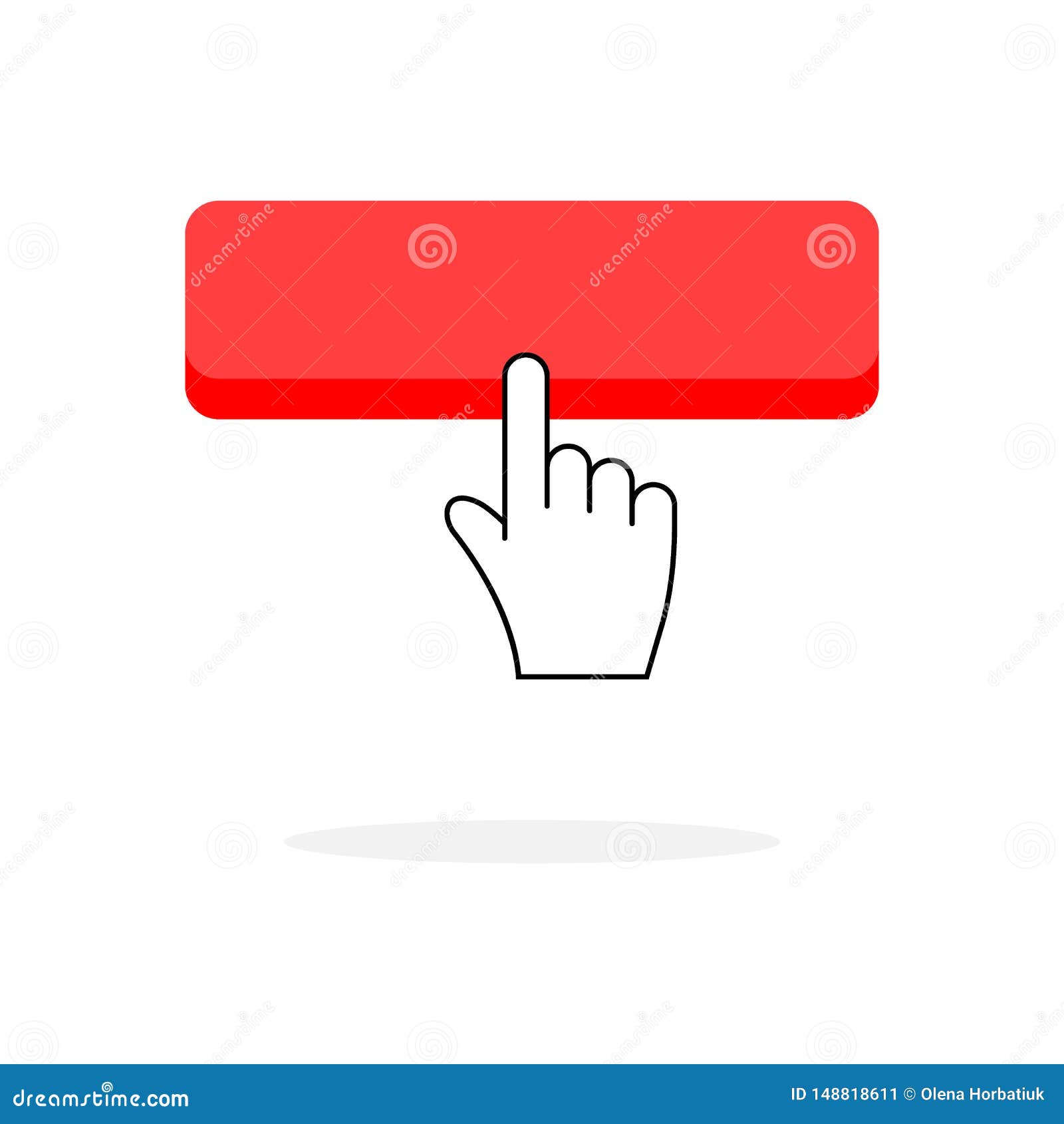 Hand Press Red Button on White Background Stock Vector - Illustration ...