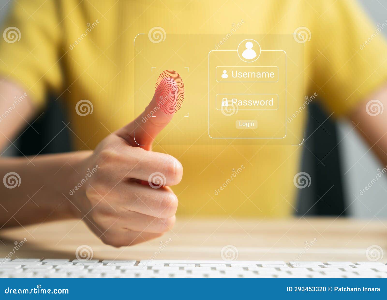 Hand Press Scan Fingerprints Your Username and Password To Access the ...