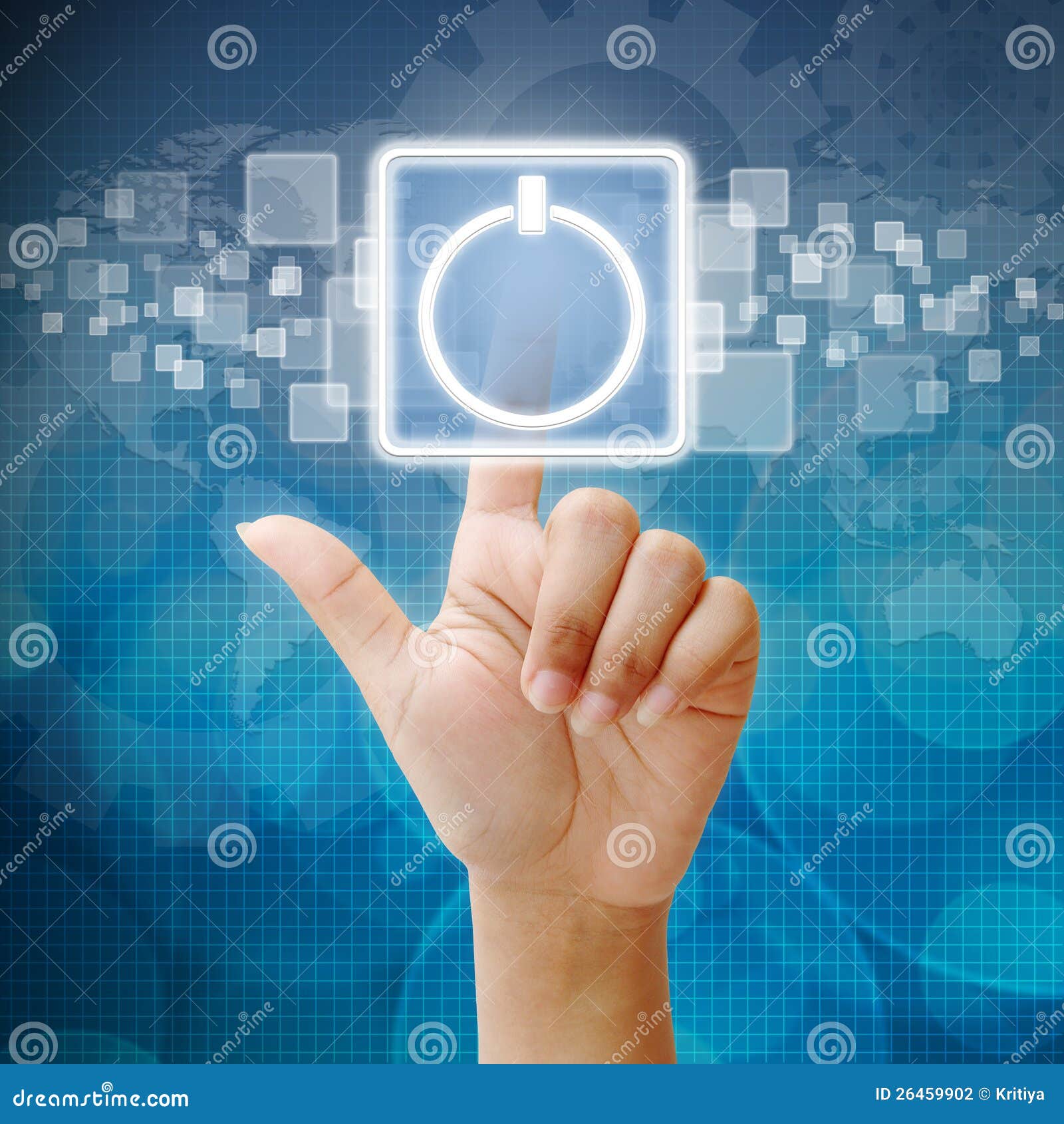 Hand Press Touch Power Icon Stock Photo - Image of display, print: 26459902
