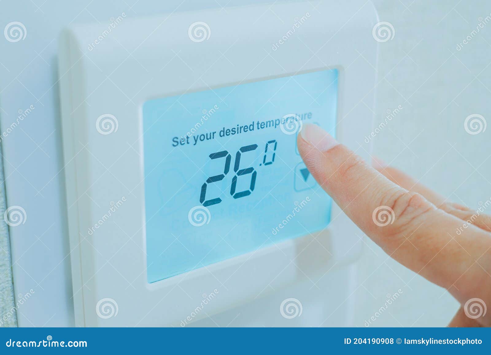 Hand Press the Touch Screen Panel of Air Conditioner To Increase the ...