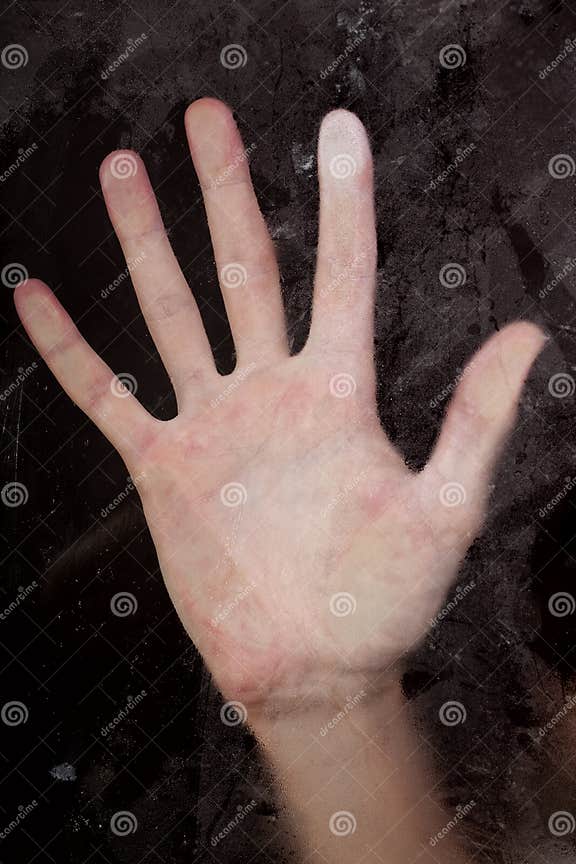 Hand pressed against glass stock photo. Image of stop - 15879104