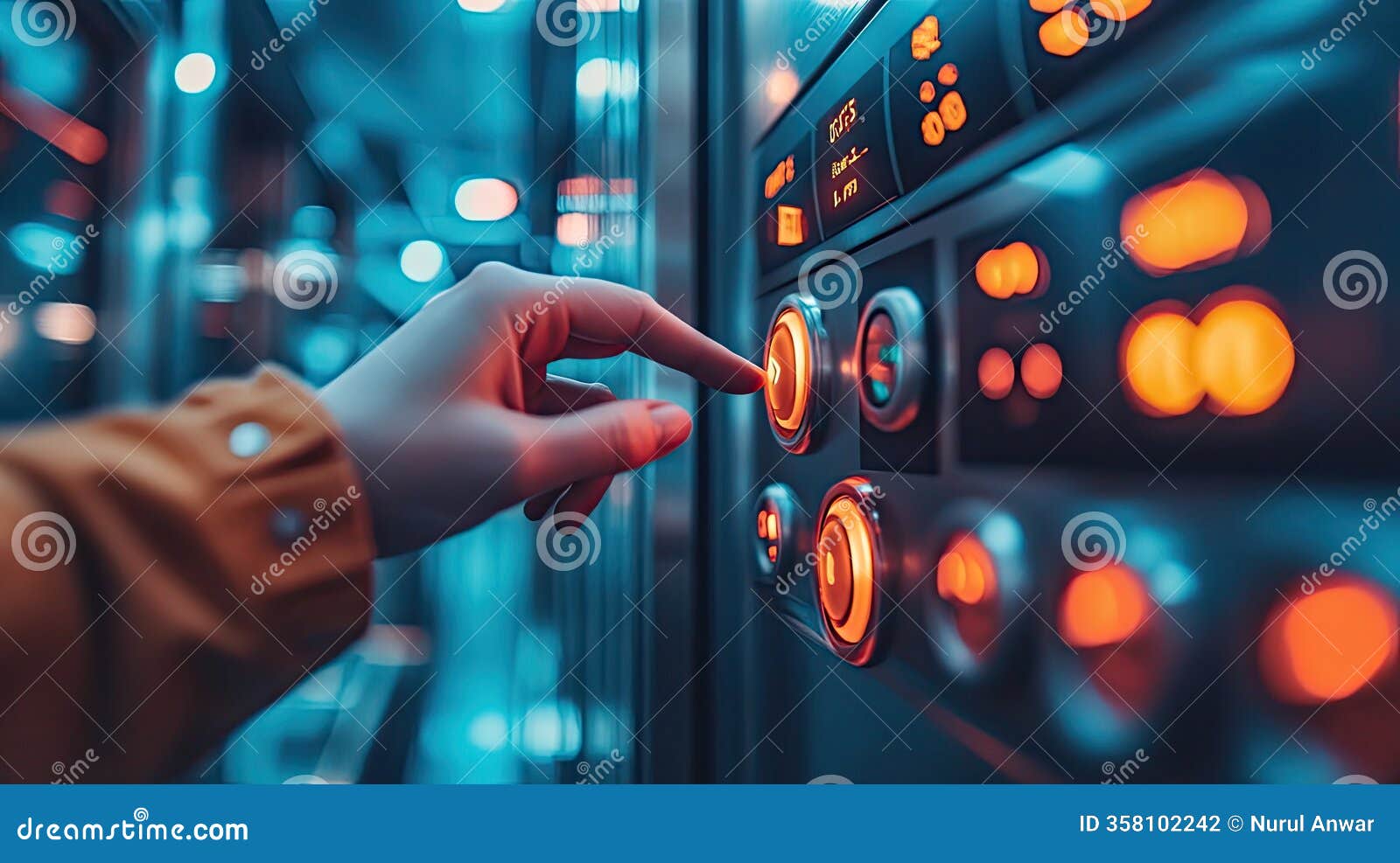 Elevators With A Panel Of Buttons In The Corridor Of The Business ...