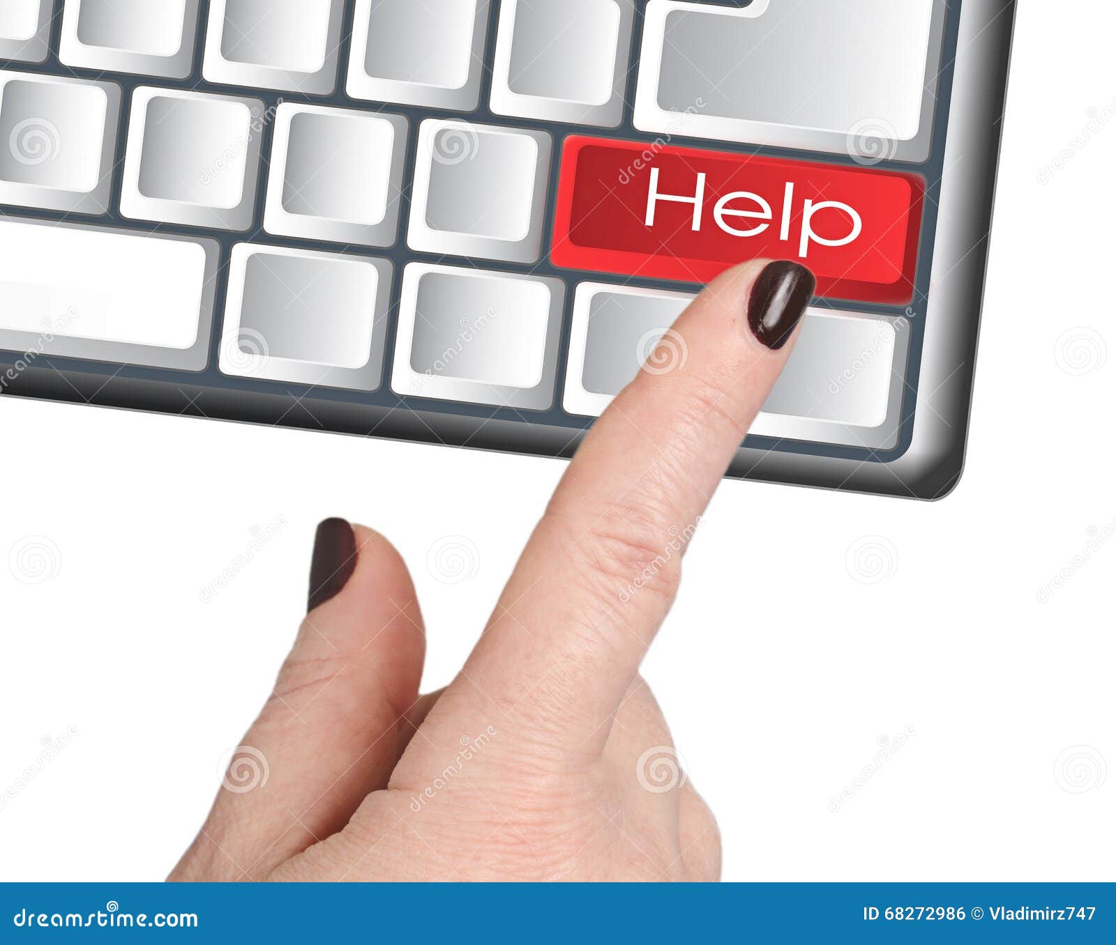 The Hand Presses the Button HELP Stock Photo - Image of work, finger ...