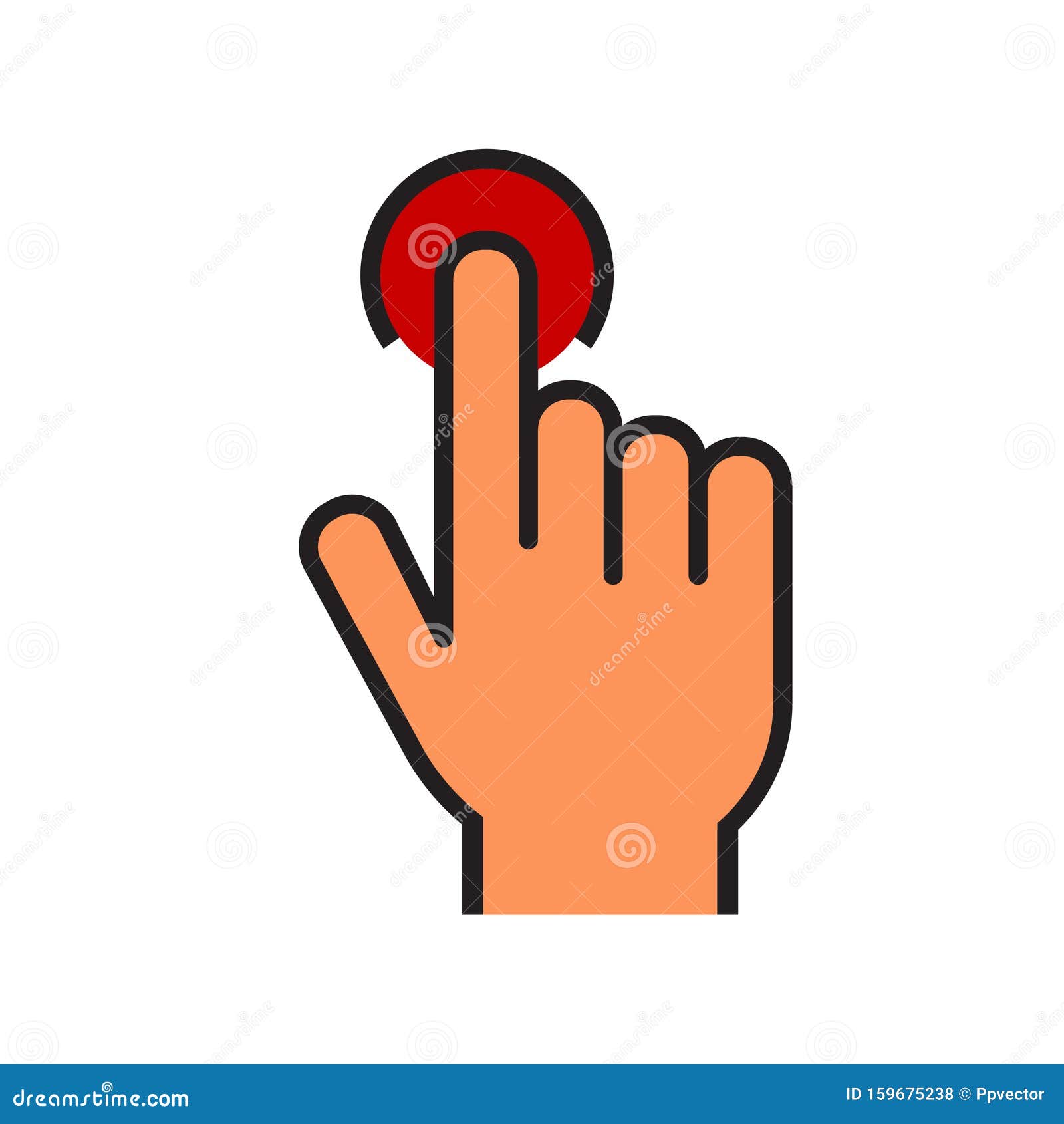 Hand Presses a Button Icon. Hand Cursor Sign Icon. Hand Pointer Symbol ...