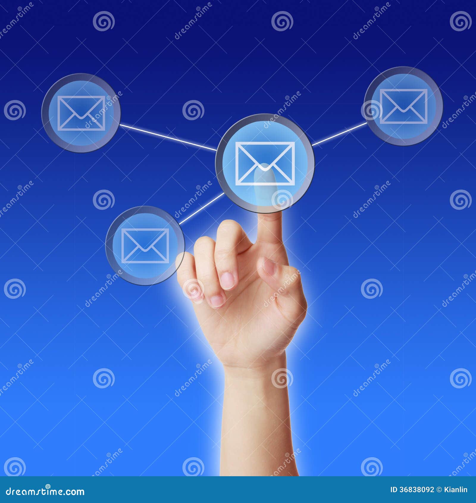 Hand Presses the Button (icon of Letter) Stock Photo - Image of clear ...