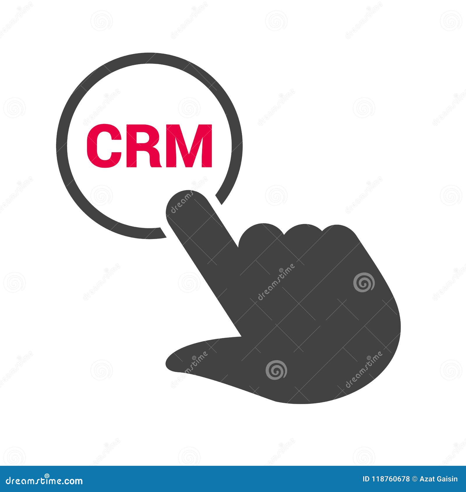 Hand Presses the Button with Text `CRM` Stock Vector - Illustration of ...