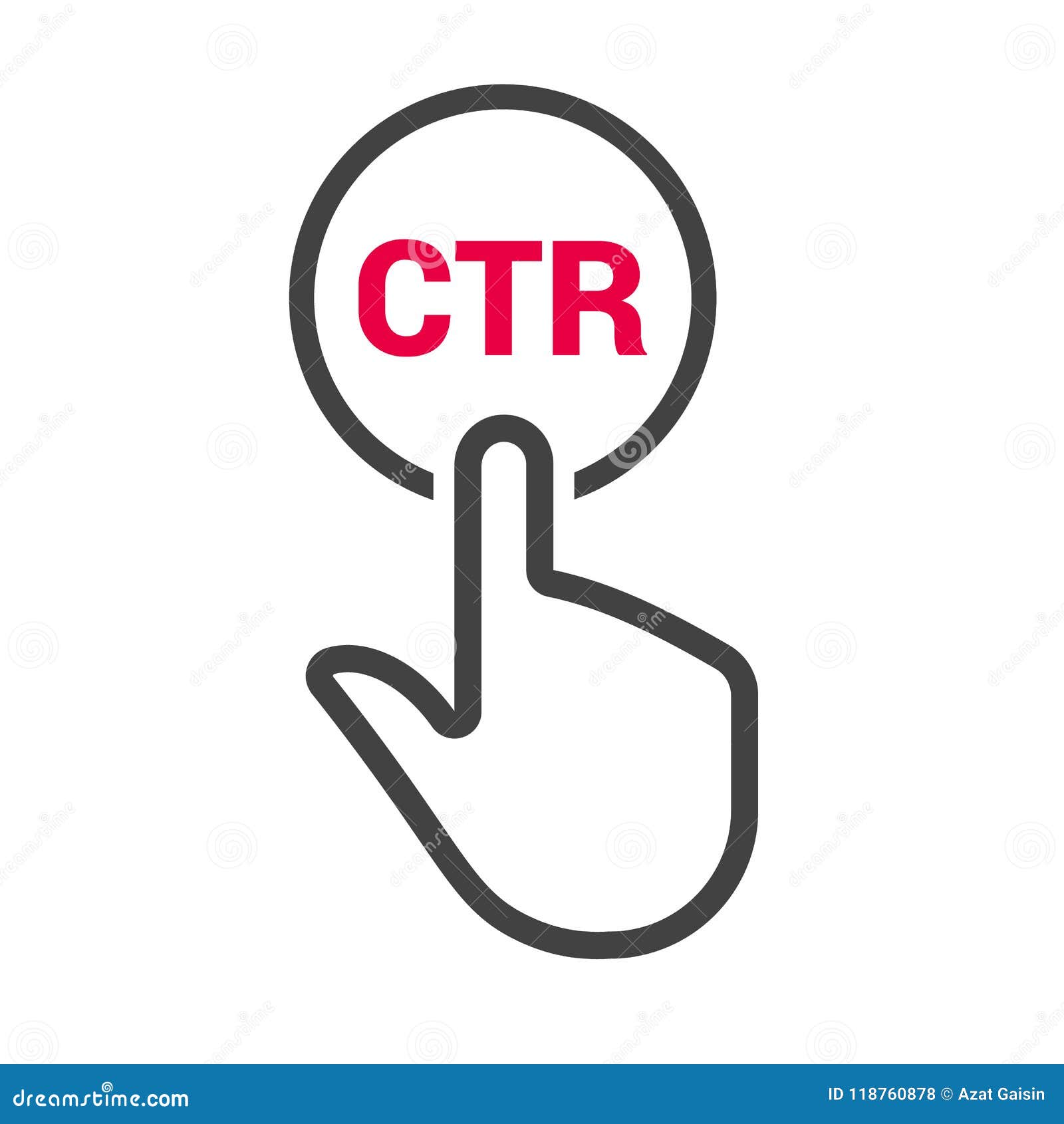 Hand Presses the Button with Text `CTR` Stock Vector - Illustration of ...