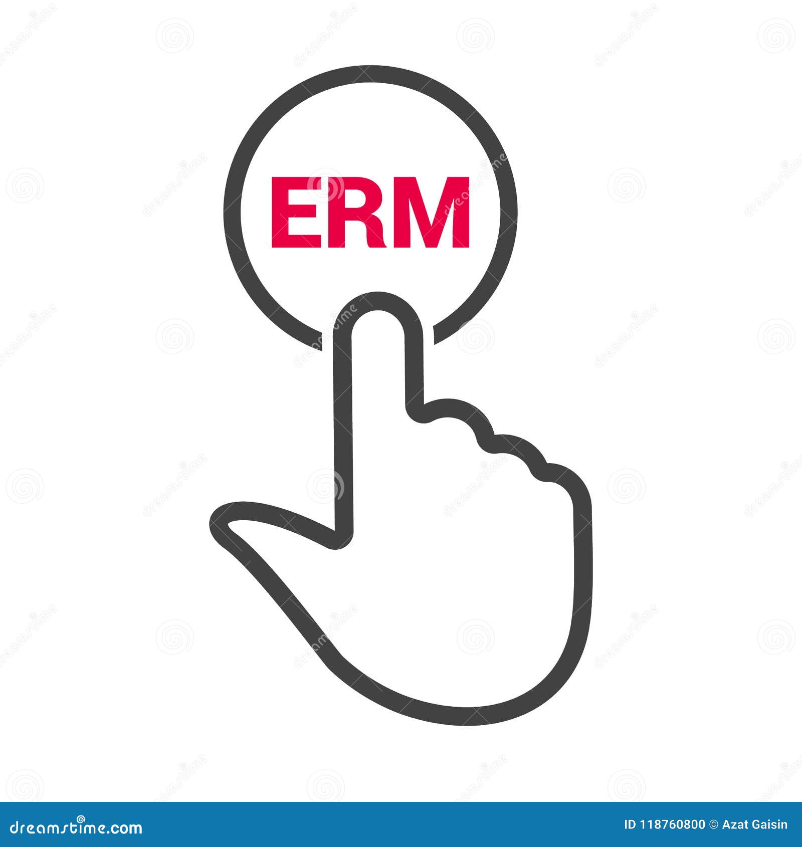Hand Presses the Button with Text `ERM` Stock Vector - Illustration of ...