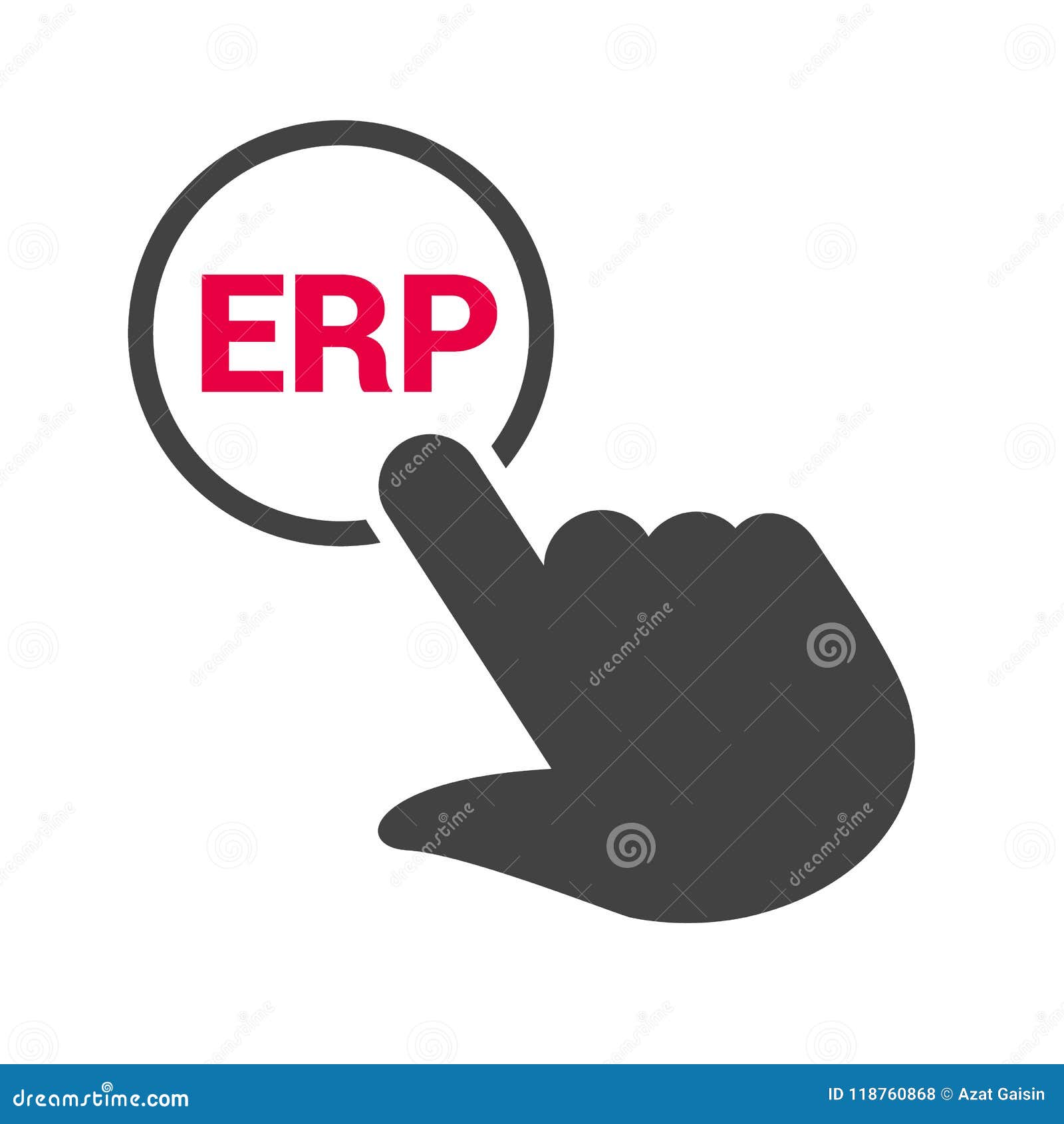 Hand Presses the Button with Text `ERP` Stock Vector - Illustration of ...