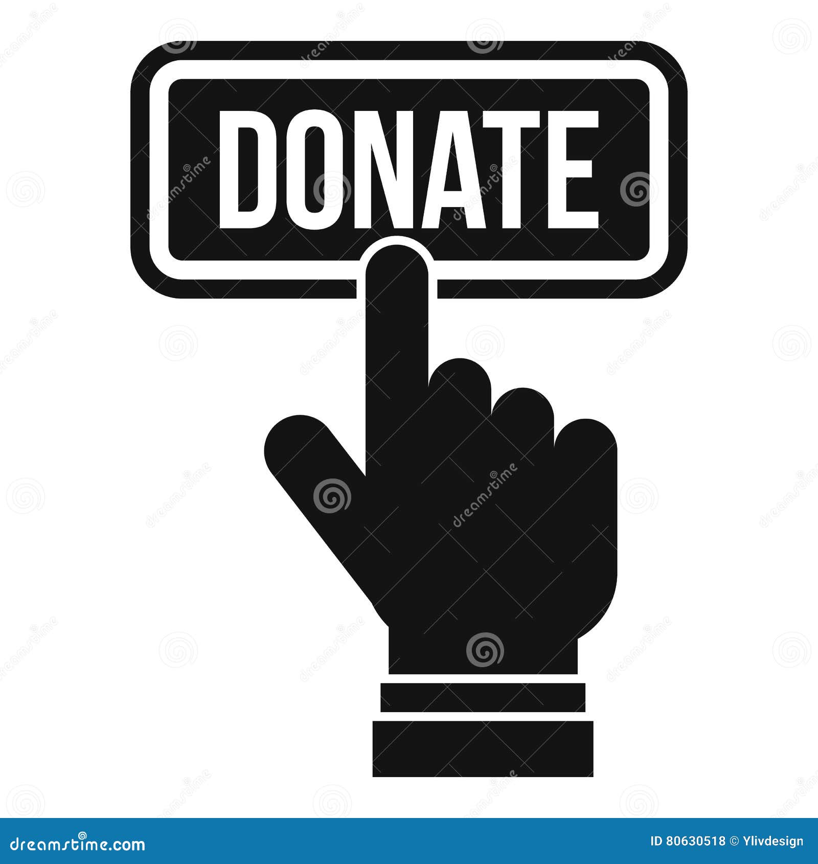 Hand Presses Button To Donate Icon, Simple Style Stock Vector ...