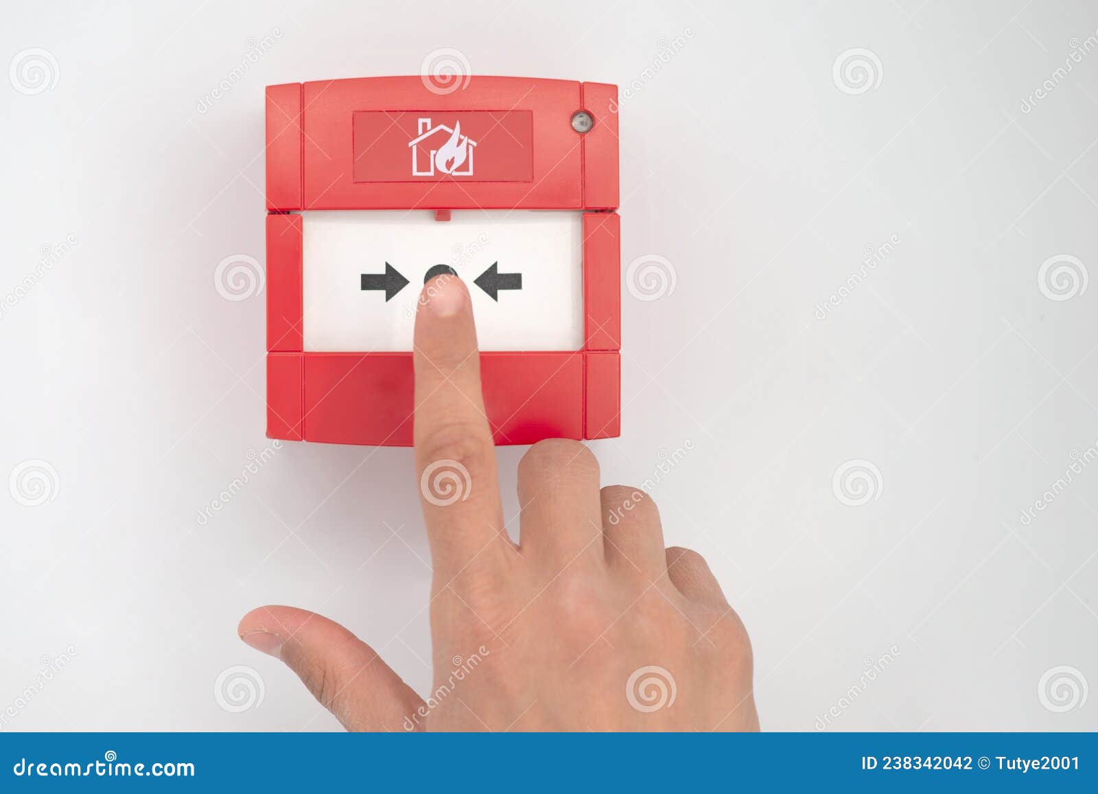 Hand Presses Fire Alarm Button on White Stock Photo - Image of system ...