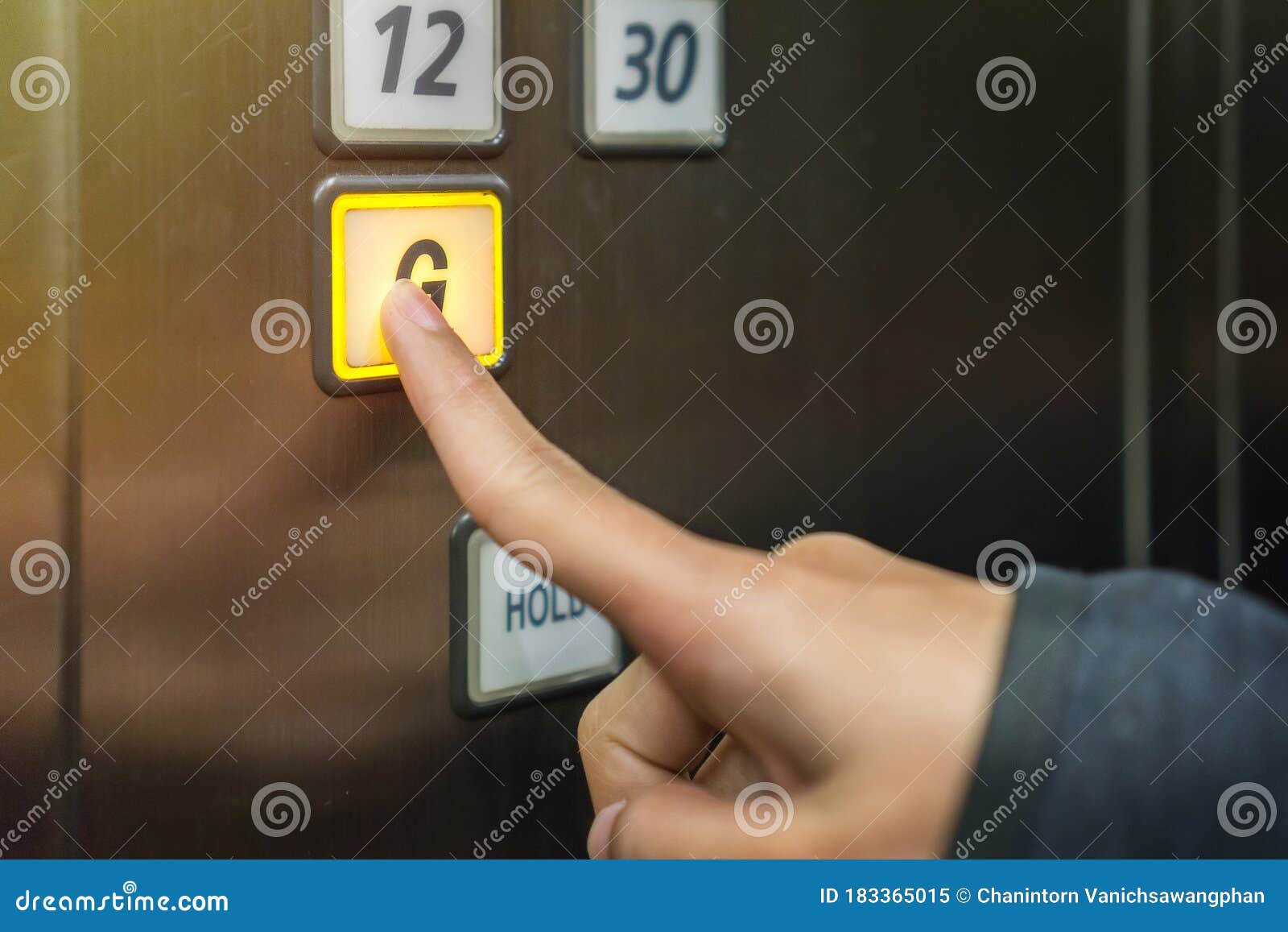The Hand Presses on the First Floor Elevator Button, Selective Focus ...