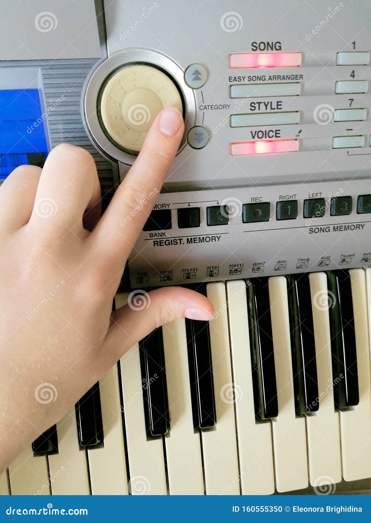 Hand Presses a Large Button To Play the Synthesizer Stock Photo - Image ...