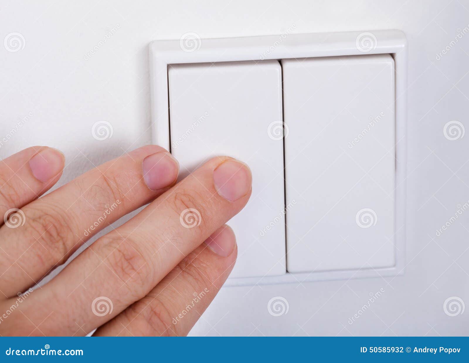 Hand Presses the Light Switch on the Wall Stock Photo - Image of button ...