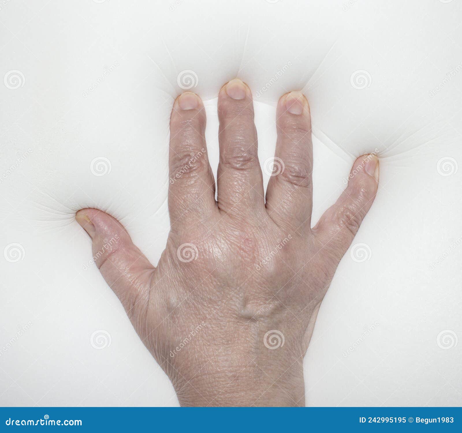 Polyurethane Foam is White.the Hand Presses on the Memory Foam ...