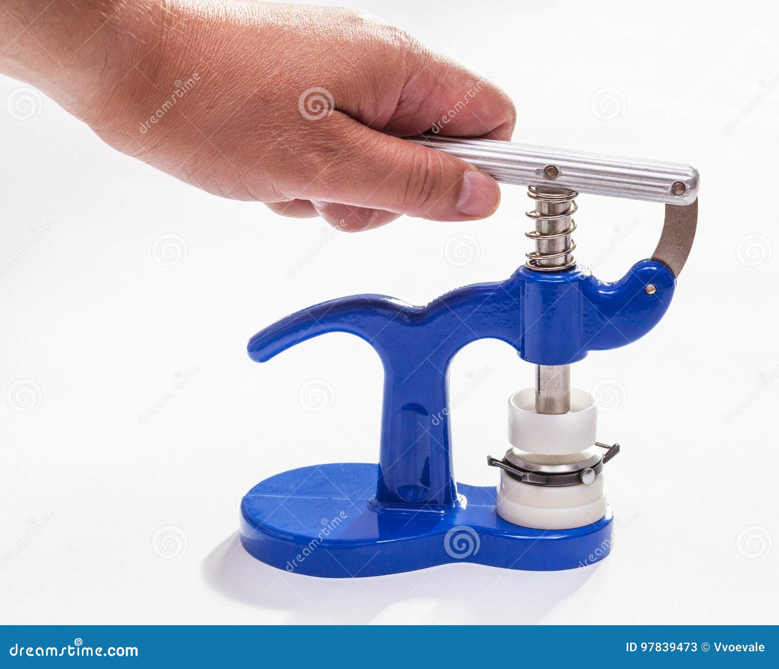 Hand Presses of Press for Closing of Wristwatch Stock Image - Image of ...