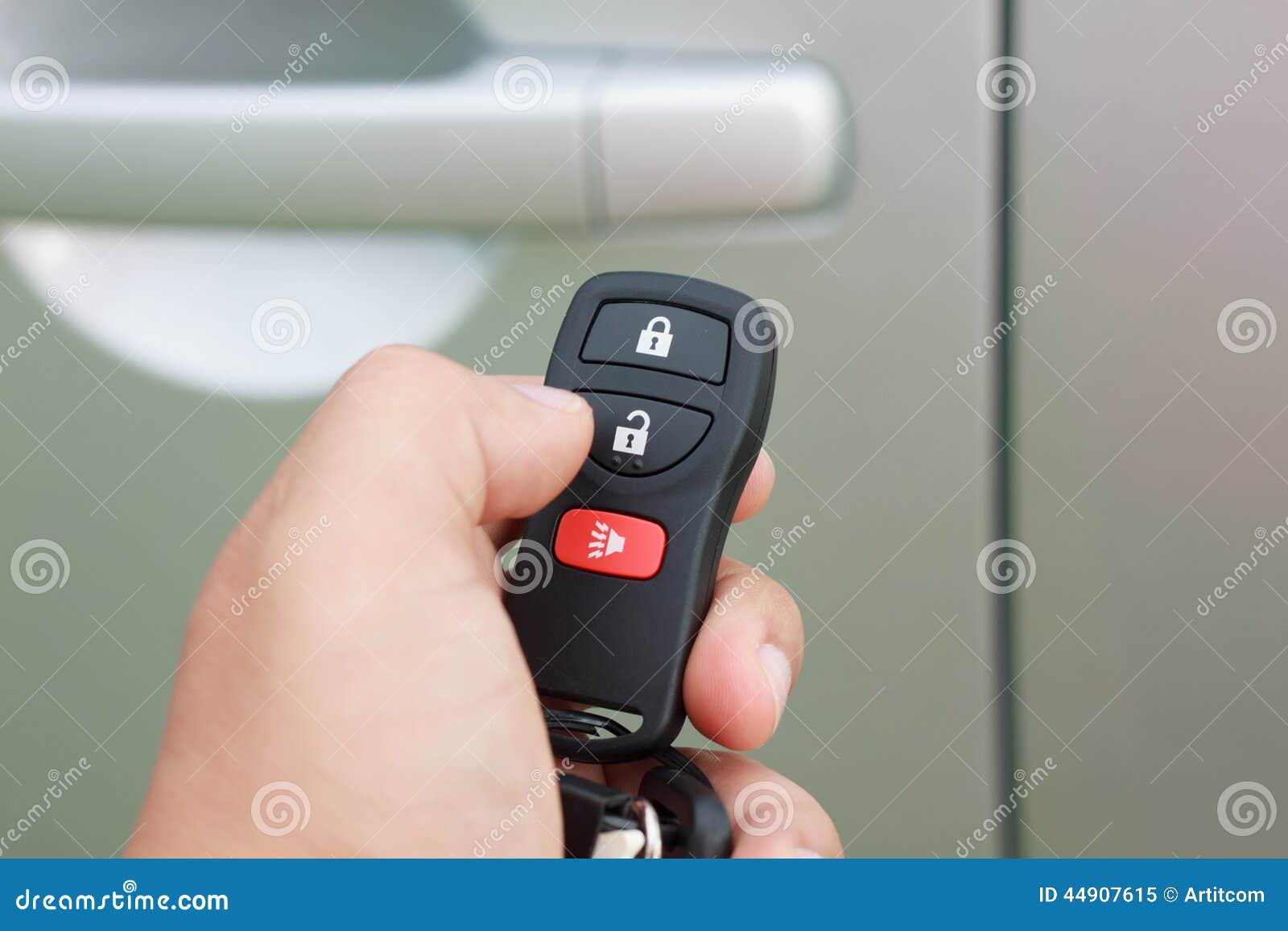 Hand Presses on the Remote Control Car Alarm Stock Image - Image of ...