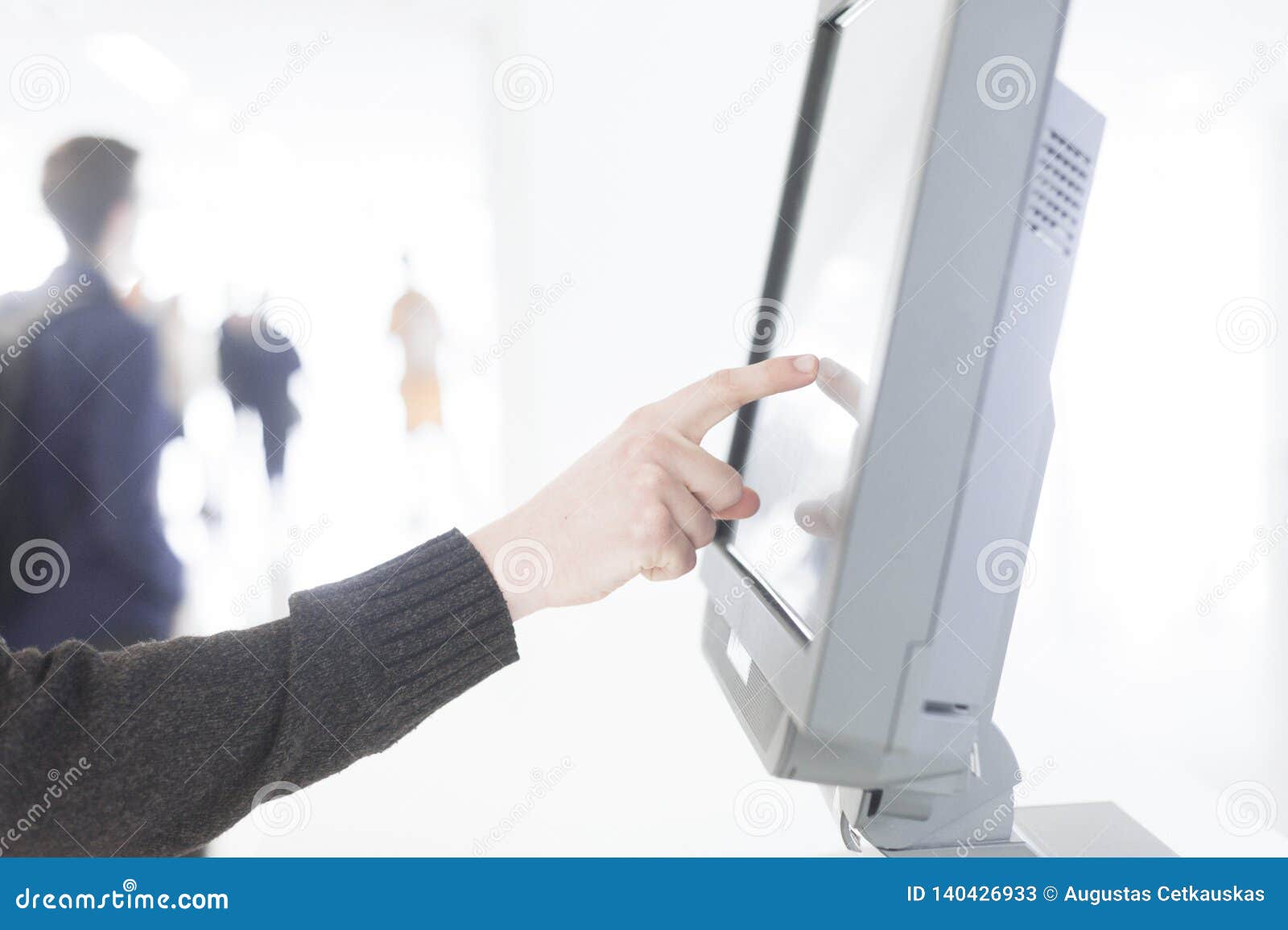 Hand Presses on Screen Digital Tablet. Stock Image - Image of glowing ...