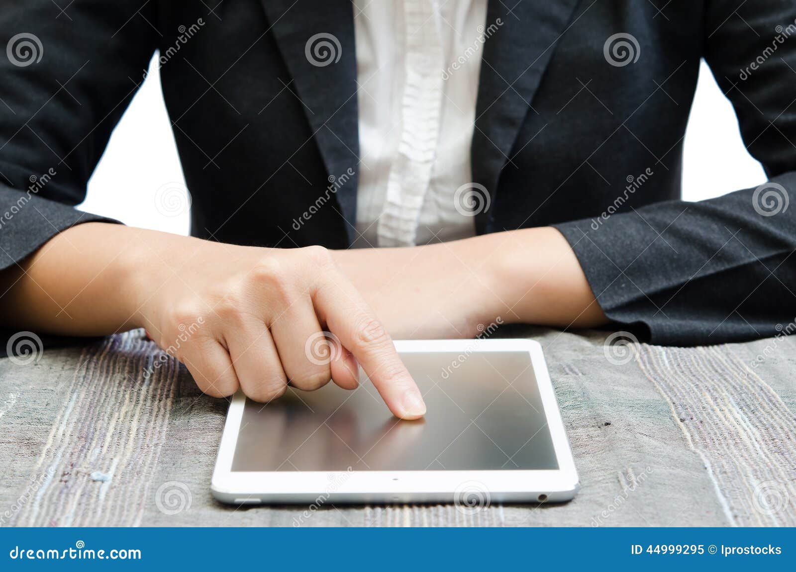Hand Presses on Screen Tablet Stock Image - Image of showing, concept ...