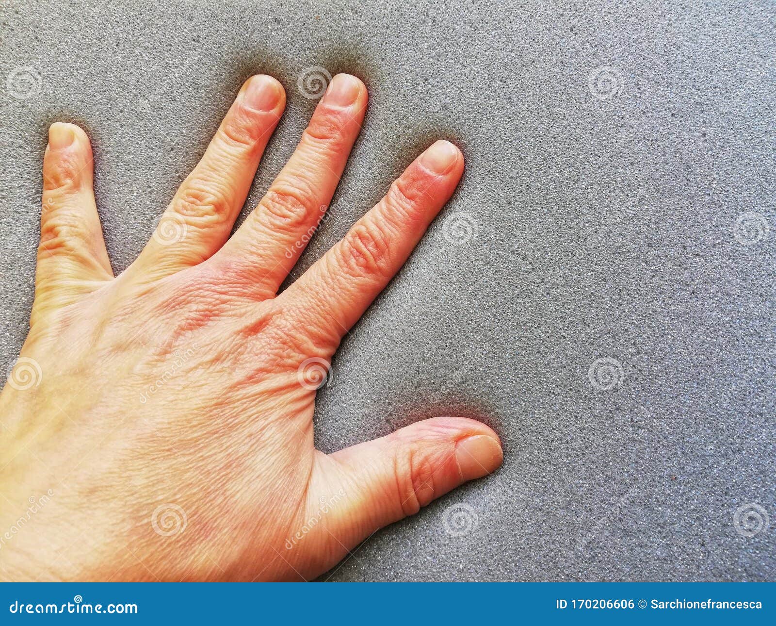 Hand Presses on Soft Sponge Stock Photo - Image of sponge, soft: 170206606