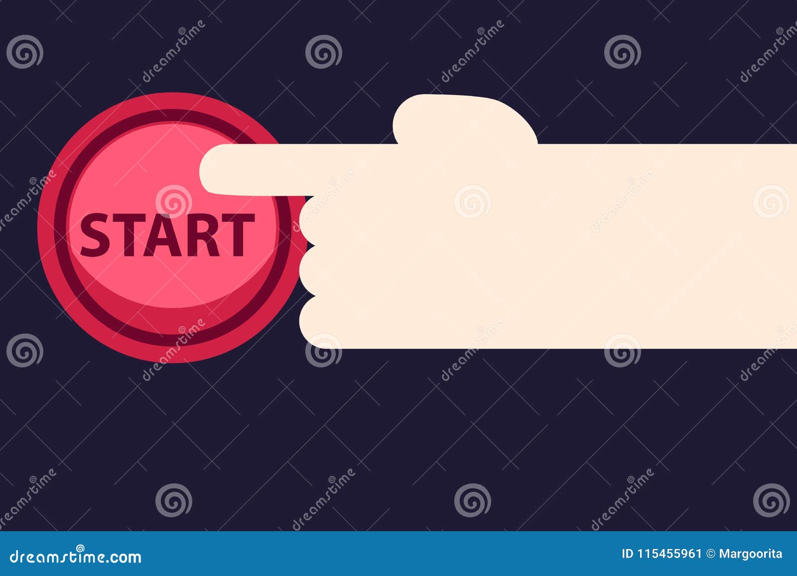 The Hand Presses the Start Button Stock Vector - Illustration of people ...