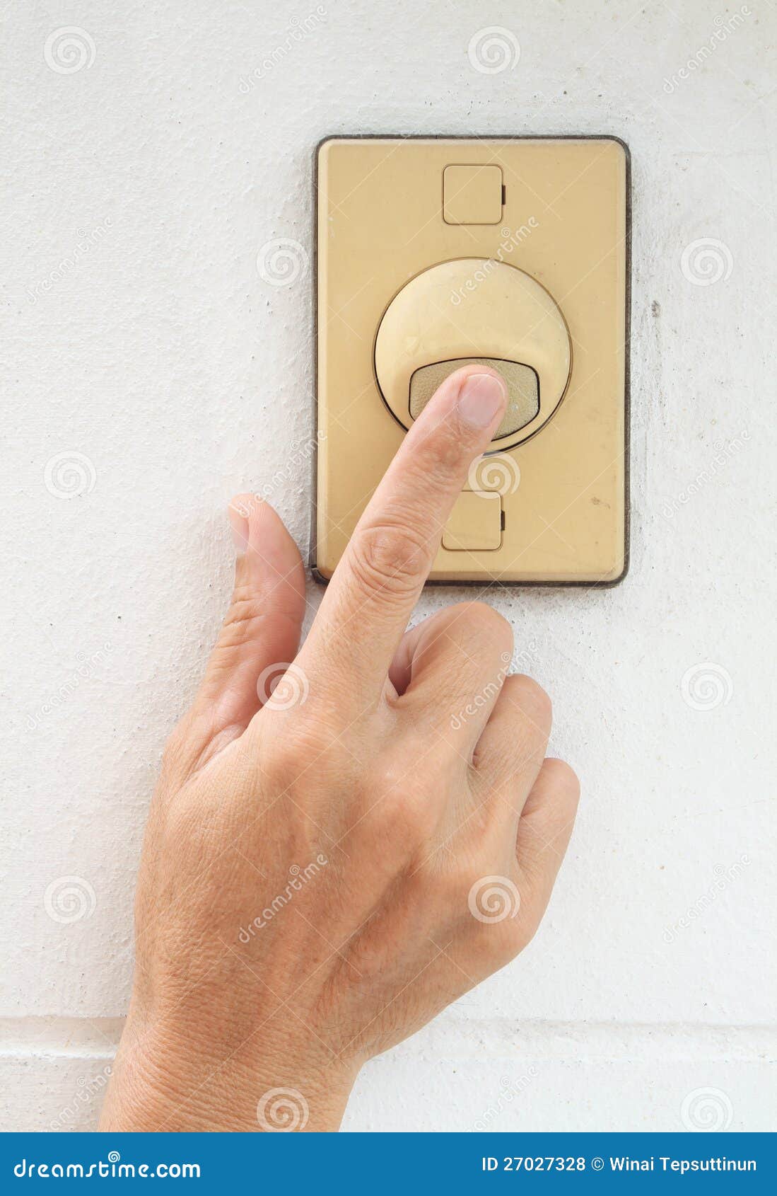 Hand pressing button stock photo. Image of closeup, door - 27027328