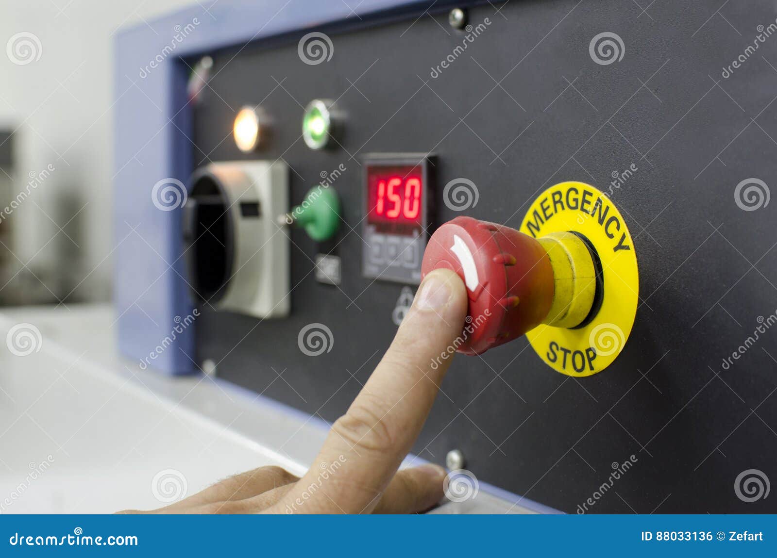 Hand Pressing Button at Control Panel Stock Photo - Image of panel ...