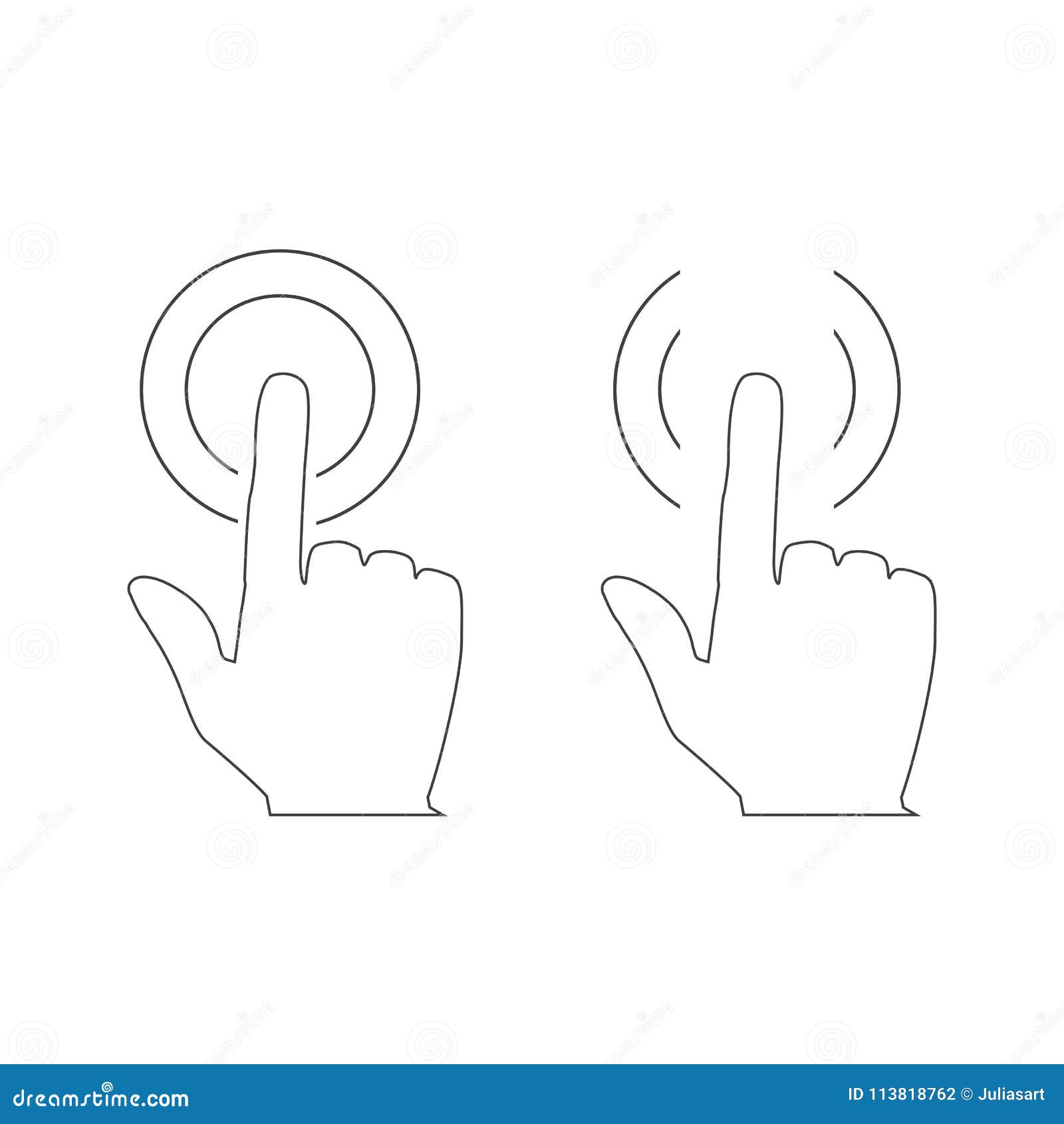 Hand Pressing the Button. Flat Style. Vector Stock Vector ...