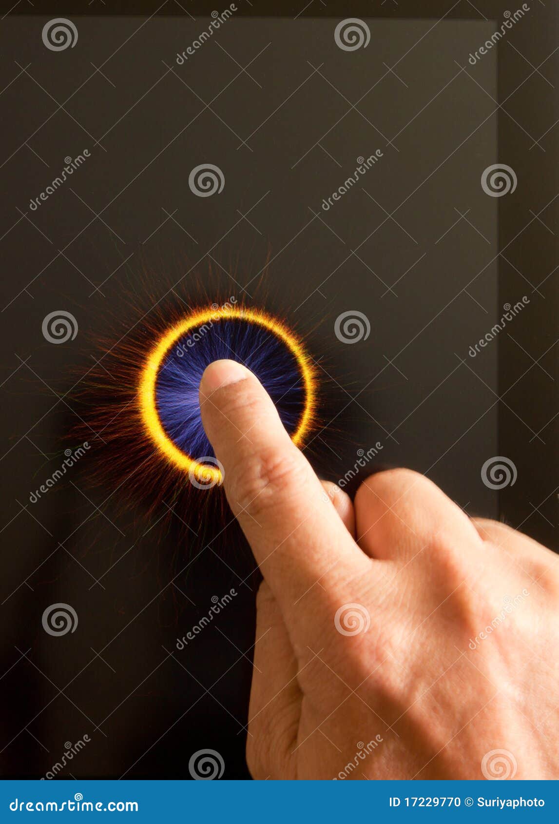 Hand Pressing a Button with Index Finger Stock Photo - Image of tablet ...