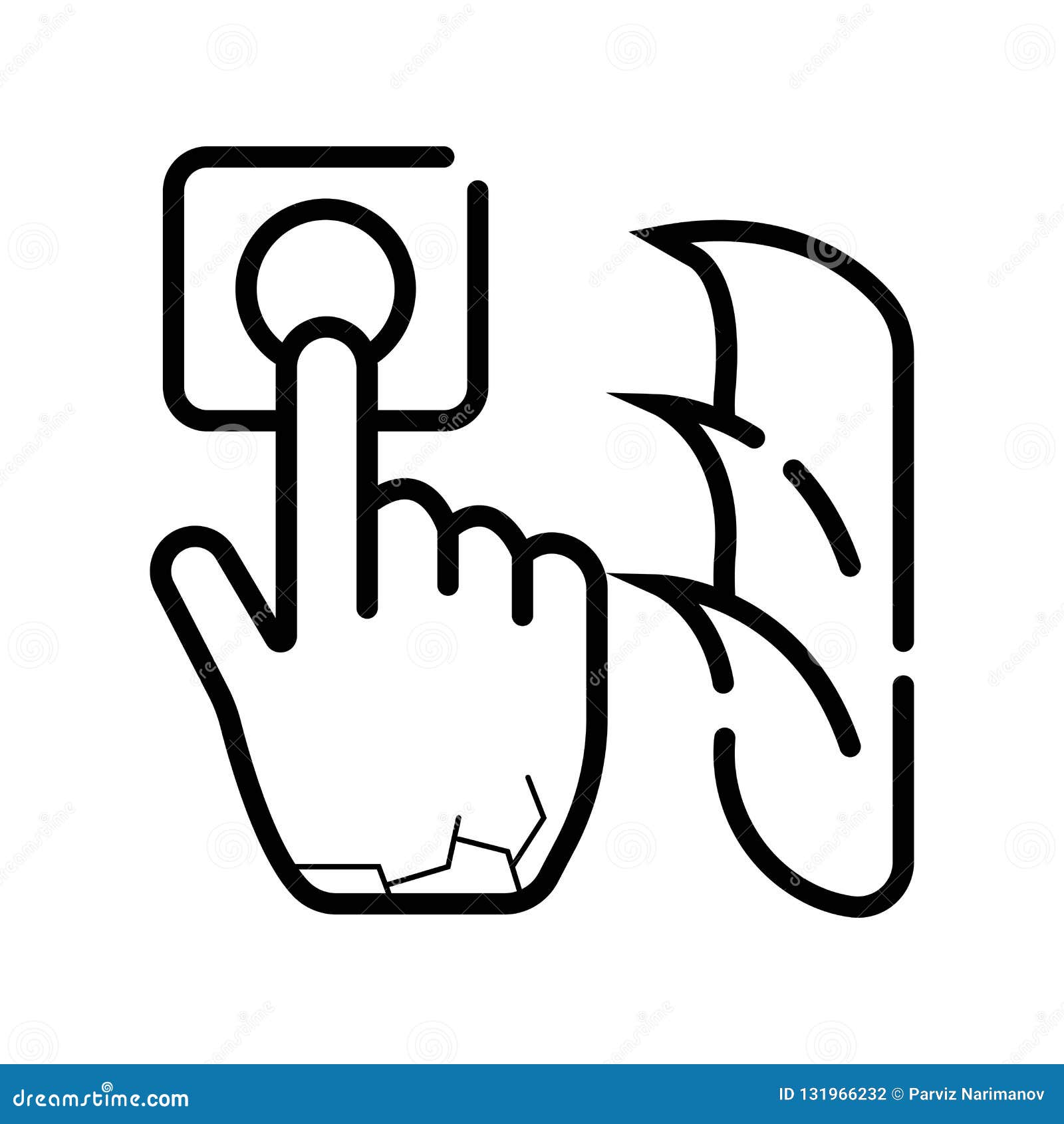 Hand Pressing Button Power Icon Stock Illustration - Illustration of ...
