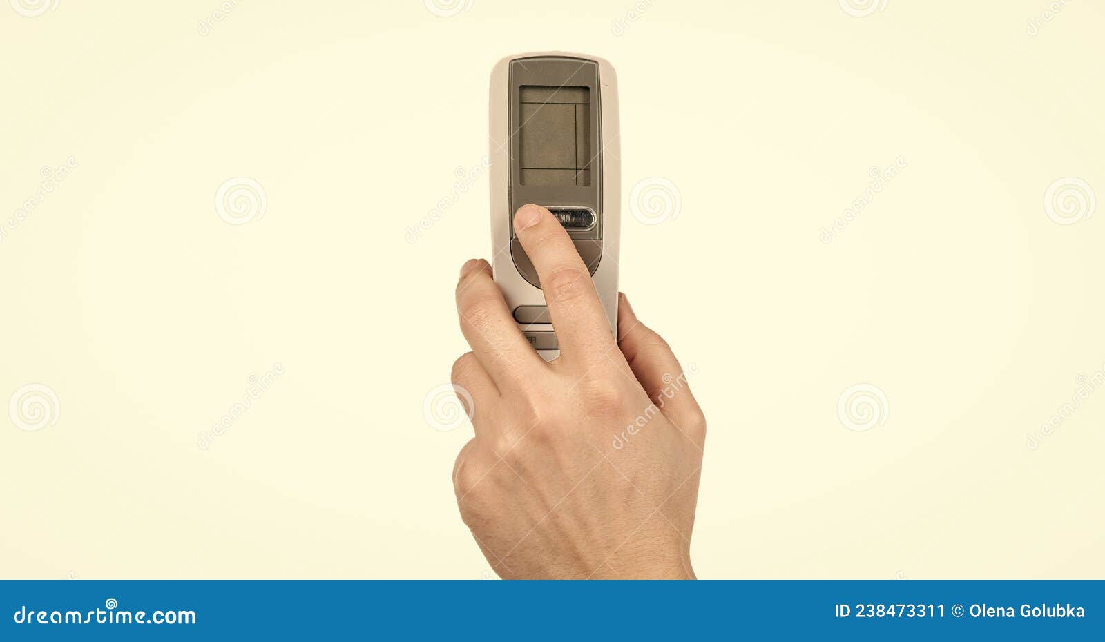 Hand Pressing Button on Remote Control Isolated on White, Controlling ...