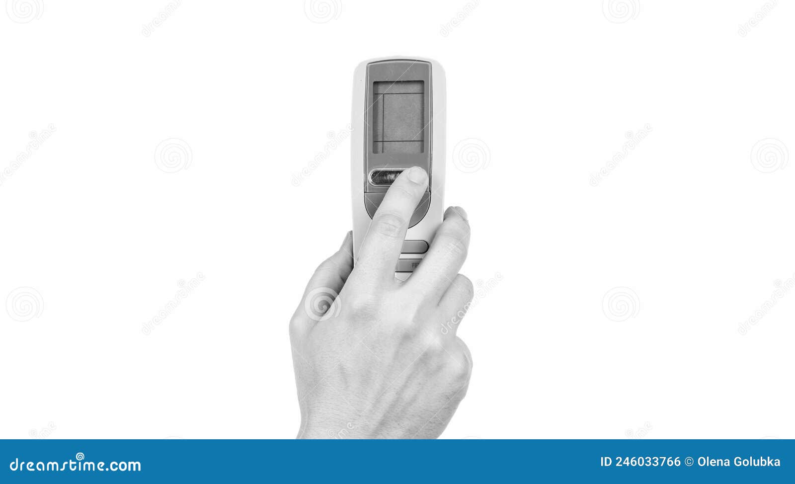 Hand Pressing Button on Remote Control Isolated on White, Controlling ...