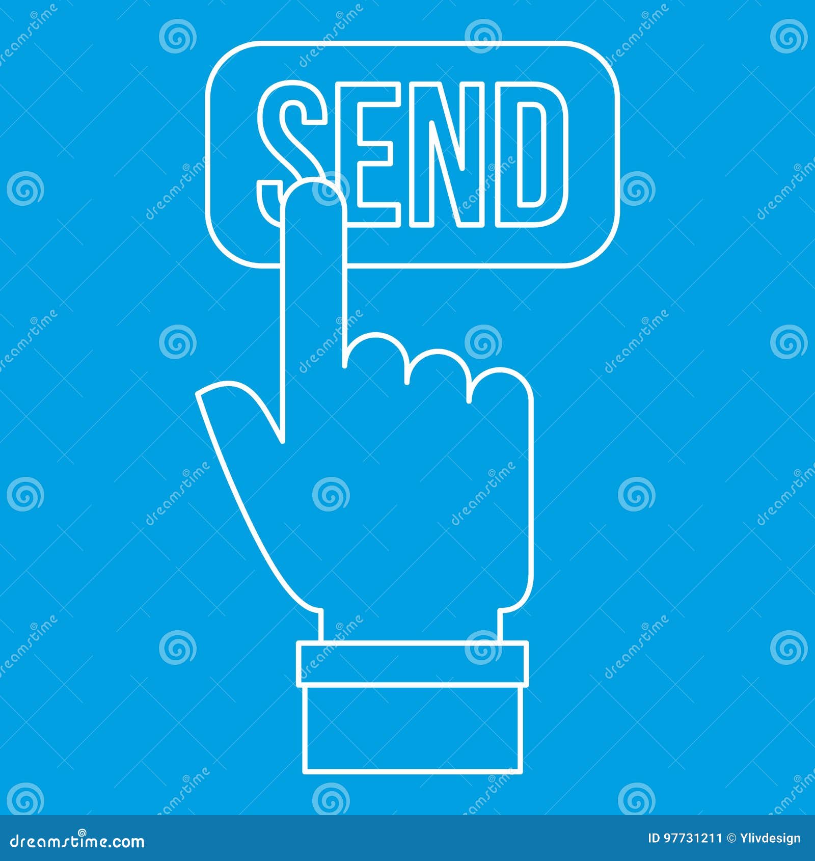 Hand Pressing a Button with the Text Send Icon Stock Vector ...