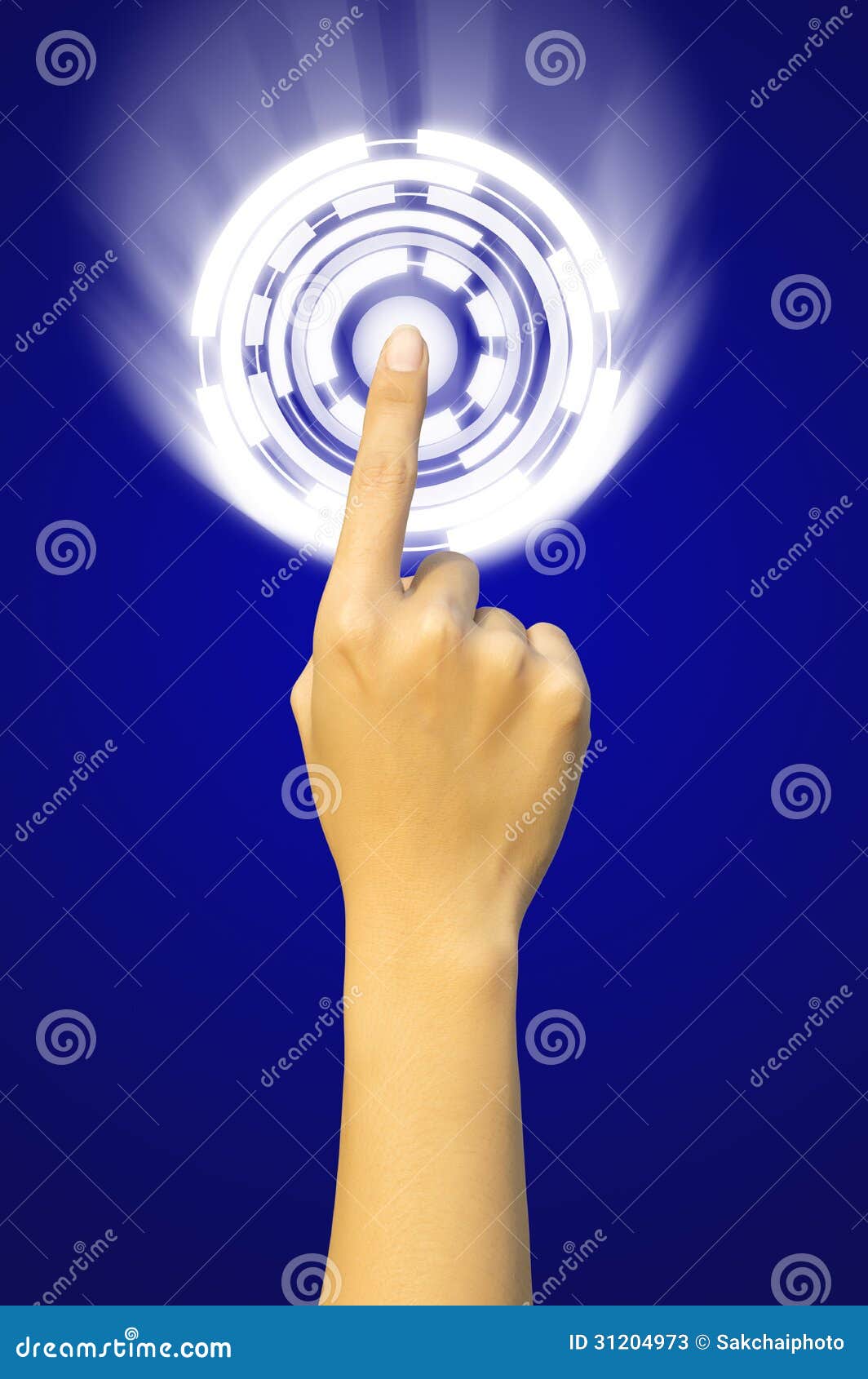 Hand Pressing a Button on a Touchscreen Stock Image - Image of ...