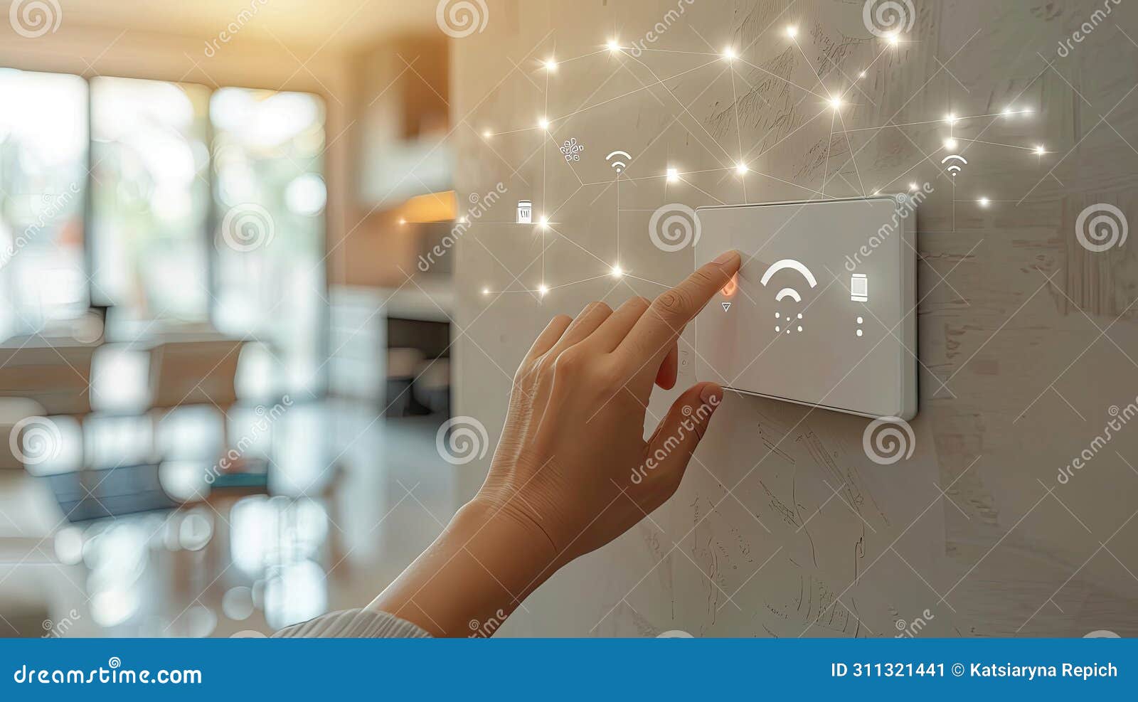 Hand Pressing the Button on the Wall with Internet of Things (IOT ...