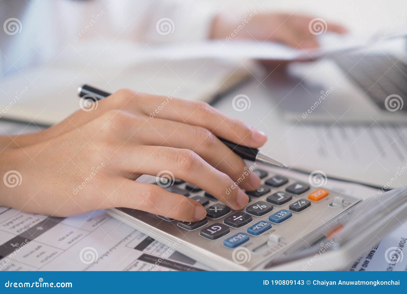 Hand Pressing the Calculator To Check the Account Stock Image - Image ...