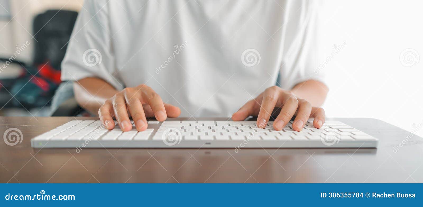 Man Working at Home, Hands Pressing Computer Keyboard, Working at Home ...
