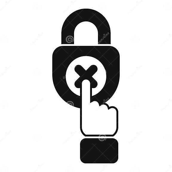 Hand Pressing Delete Button on Lock Icon Stock Illustration ...